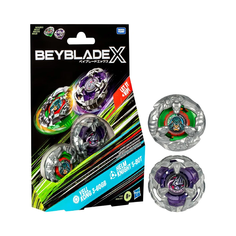 Beyblade X Yell Kong 3-60GB and Helm Knight 5-80T Top Dual Pack Set ...